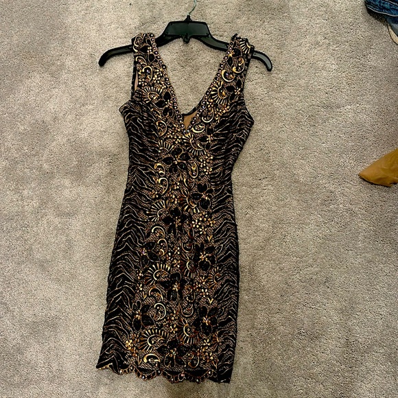 Dresses | Vintage Baccio Couture Black And Gold Cocktail Dress | Poshmark
